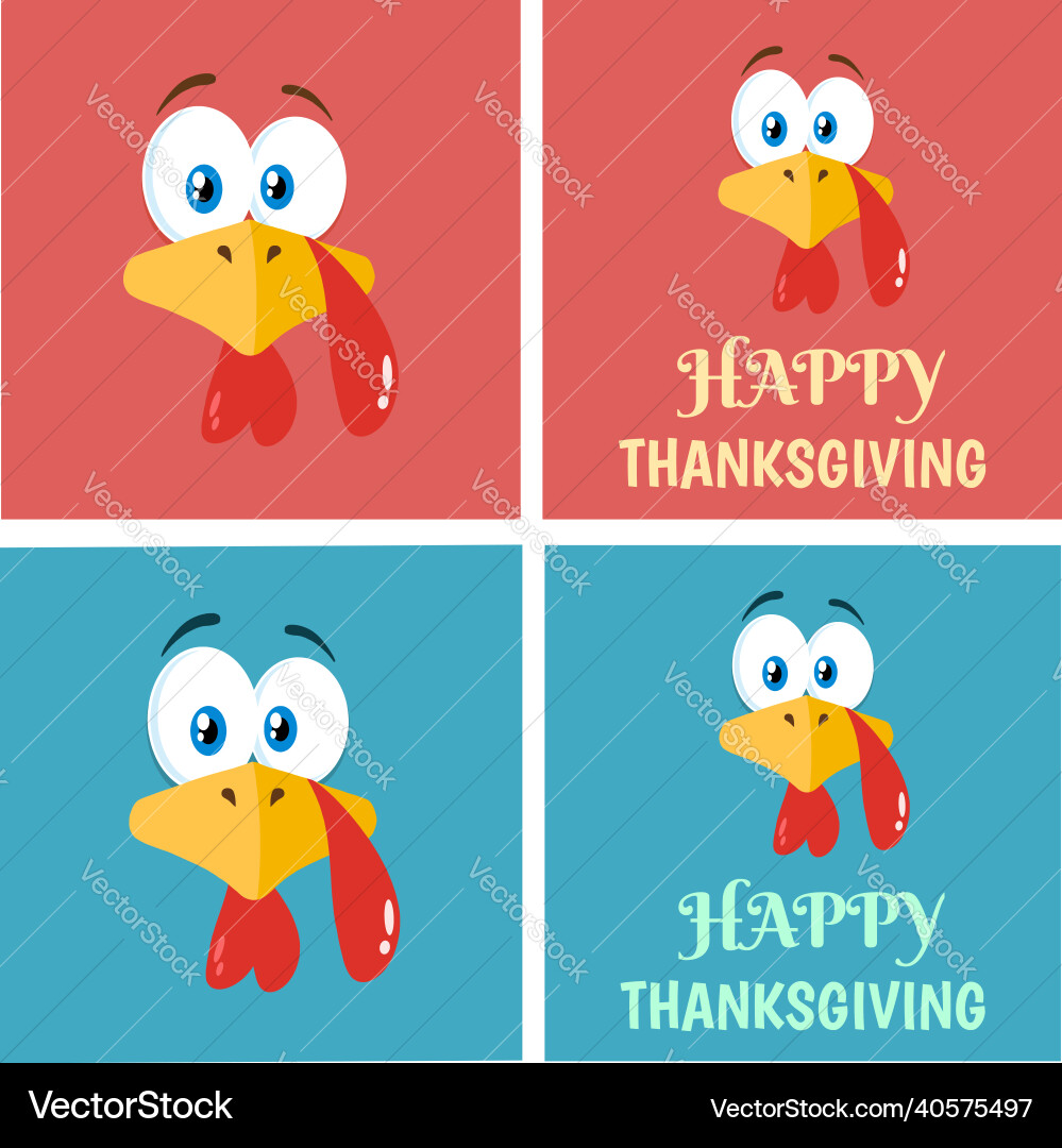 Thanksgiving turkey bird set 1 collection Vector Image