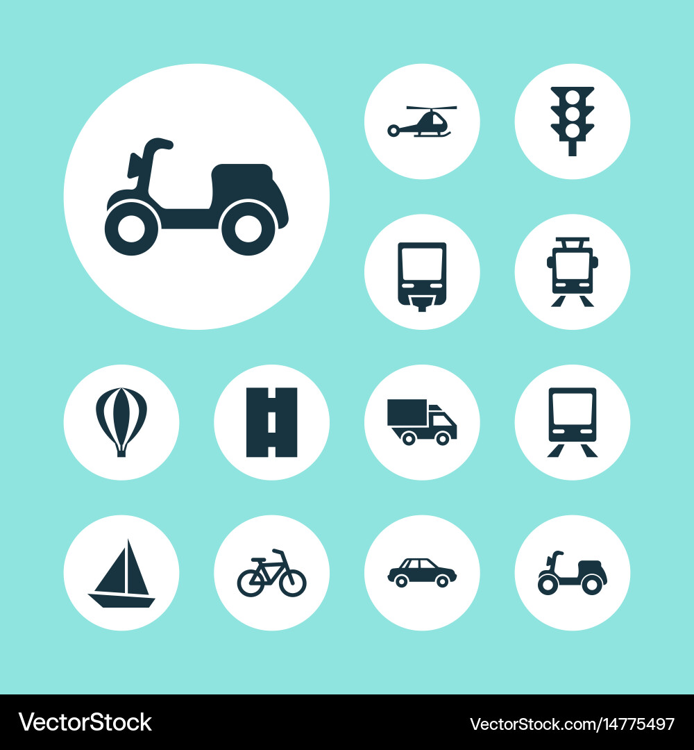 Transportation icons set collection van way Vector Image