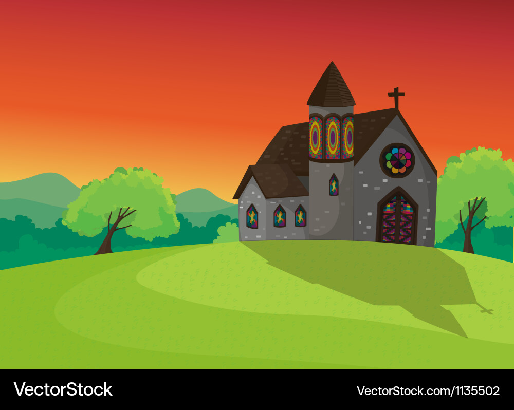 A church in beautiful nature Royalty Free Vector Image