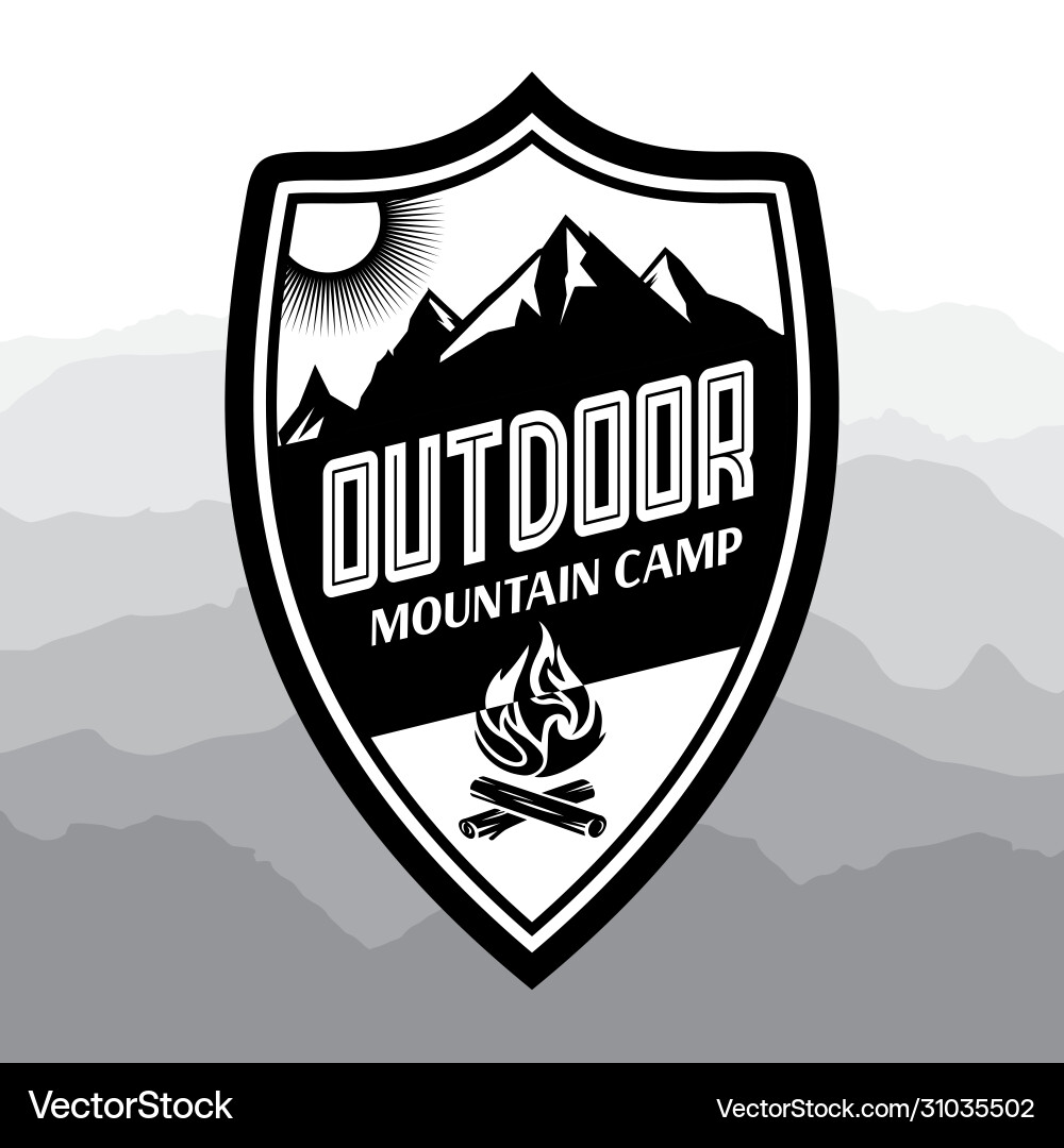 Adventure camping campfire outdoor logo set Vector Image