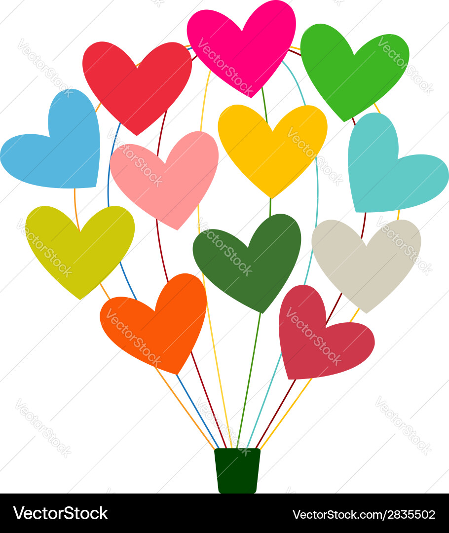 Air balloon with hearts for your design Royalty Free Vector