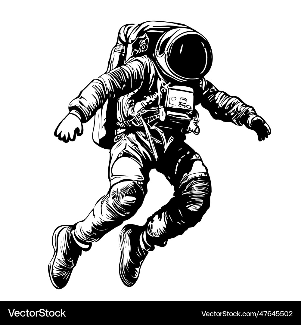 Astronaut in space hand drawn sketch in doodle Vector Image