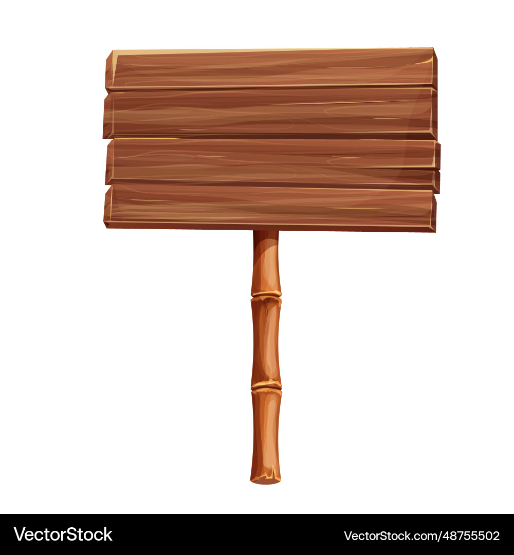 Bamboo and wood sign frame with stick plank Vector Image