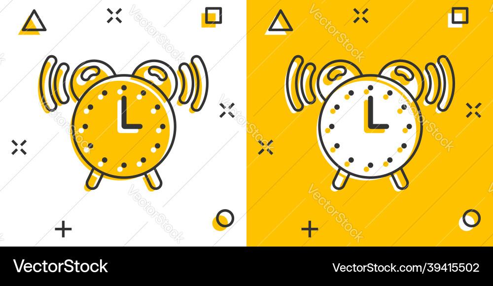 Clock icon in comic style watch cartoon on white Vector Image