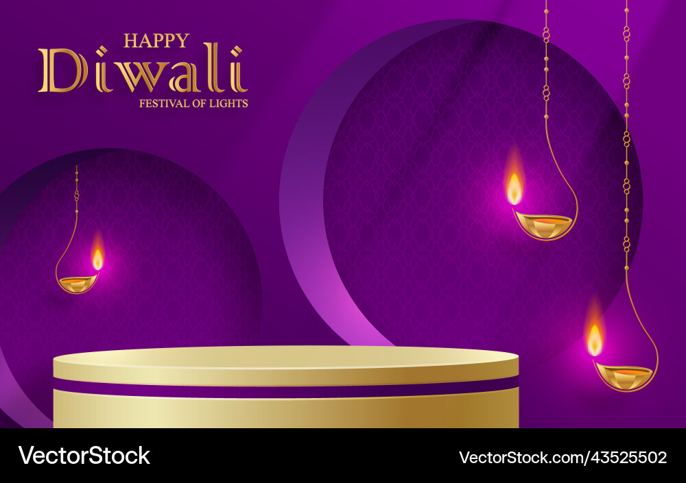 Diwali or deepavali 3d podium round stage style Vector Image