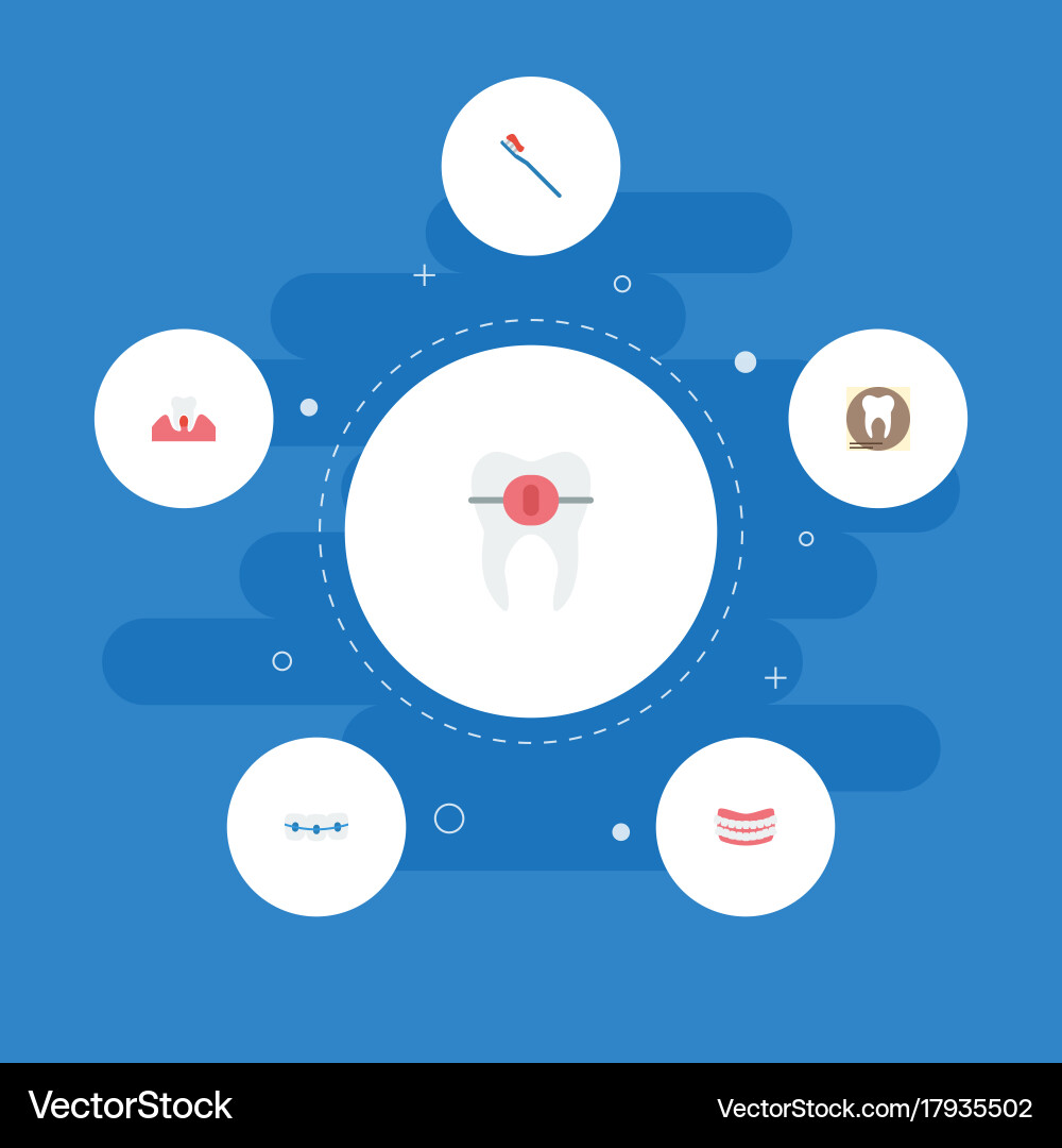 Flat icons hygiene gingivitis radiology Royalty Free Vector