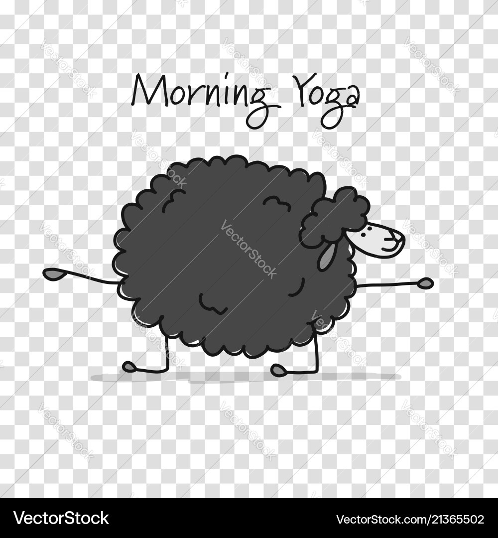 Funny sheep doing yoga sketch for your design Vector Image