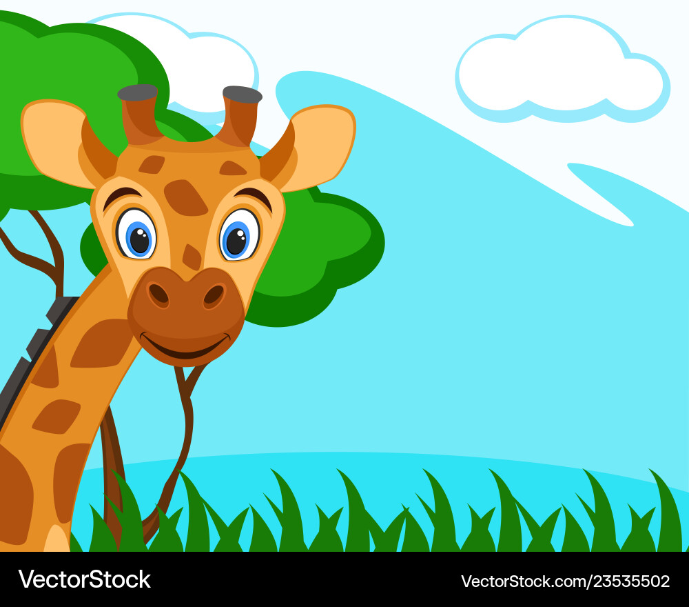 Giraffe looks out on a nature background Vector Image