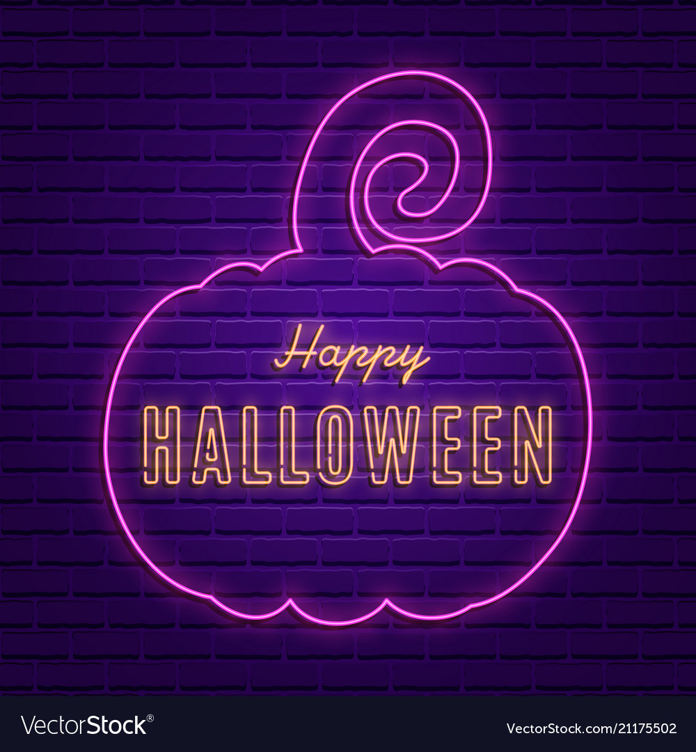 Happy halloween bright signboard with pumpkin Vector Image