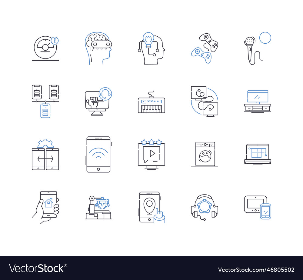Hardware systems line icons collection processor Vector Image Hardware systems line icons collection processor Vector Image