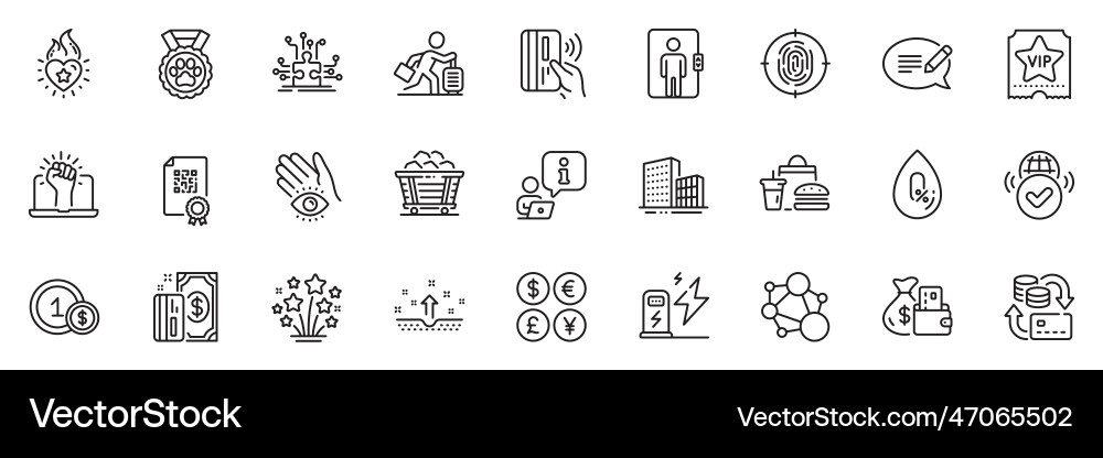 Icons pack as contactless payment travel delay Vector Image