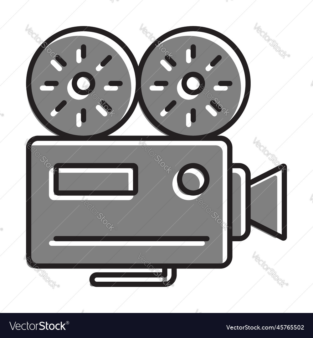 Linear icon old camcorder filming movie on retro Vector Image
