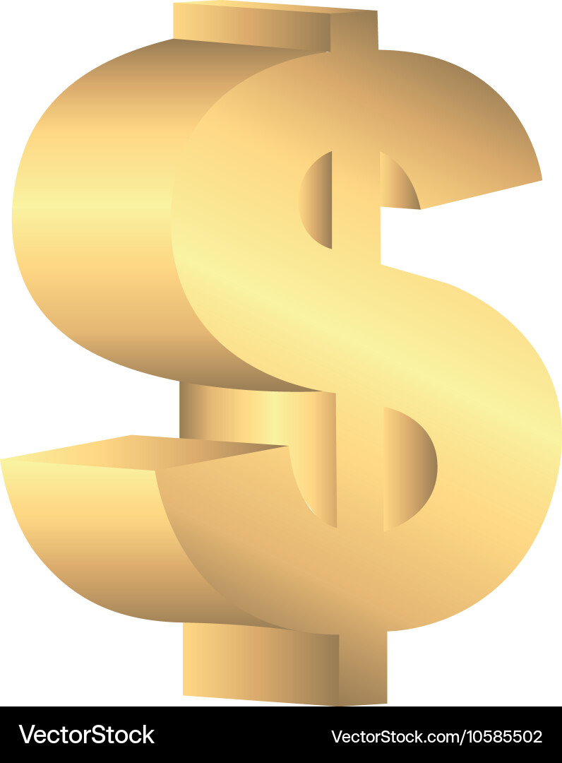 Money symbol gold icon Royalty Free Vector Image