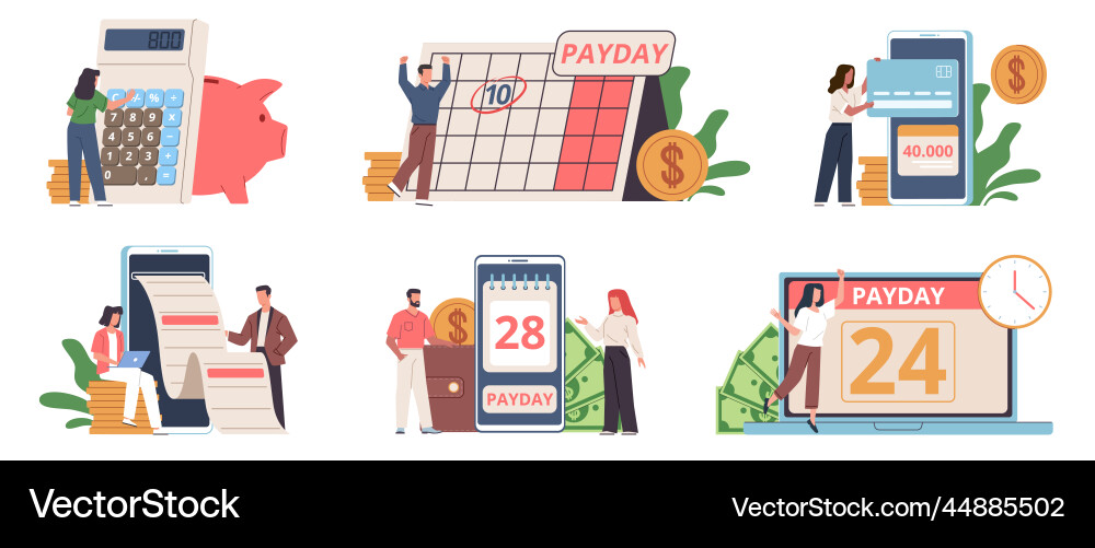 Payday people paycheck happy day employees Vector Image