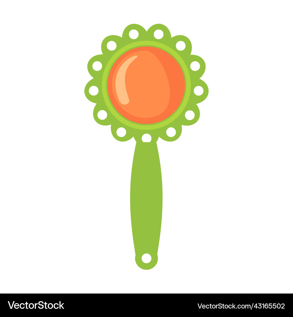Red baby rattle icon in flat style isolated Vector Image