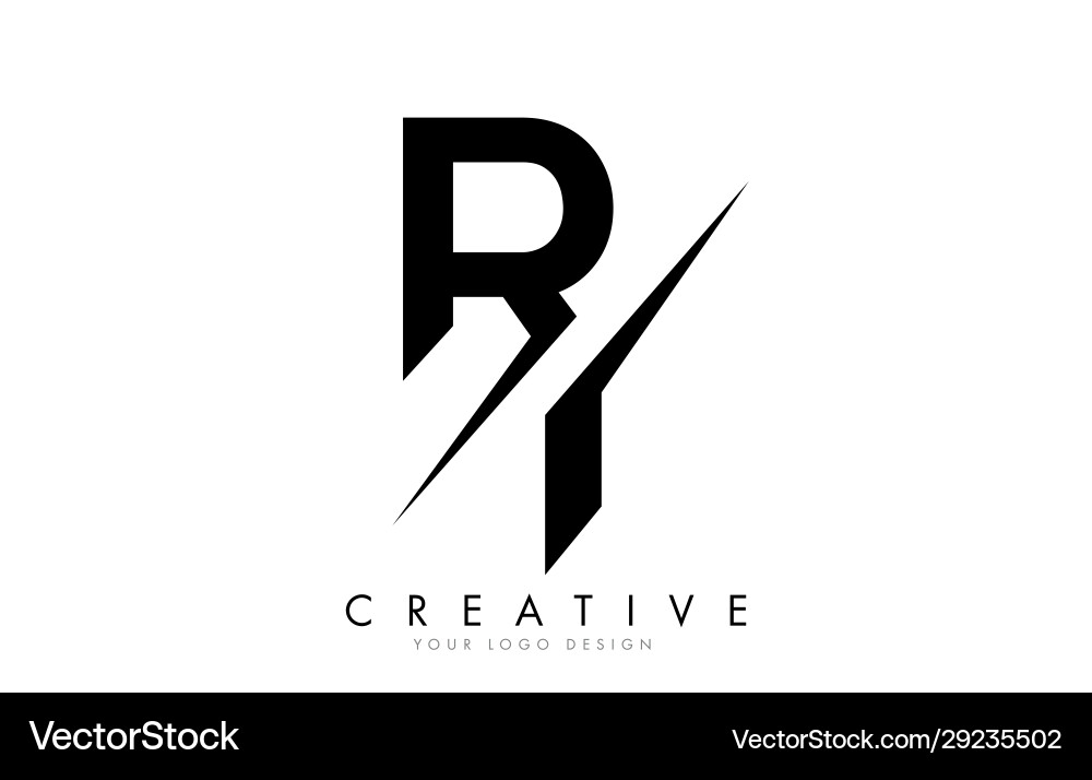 Ri r i letter logo design with a creative cut Vector Image
