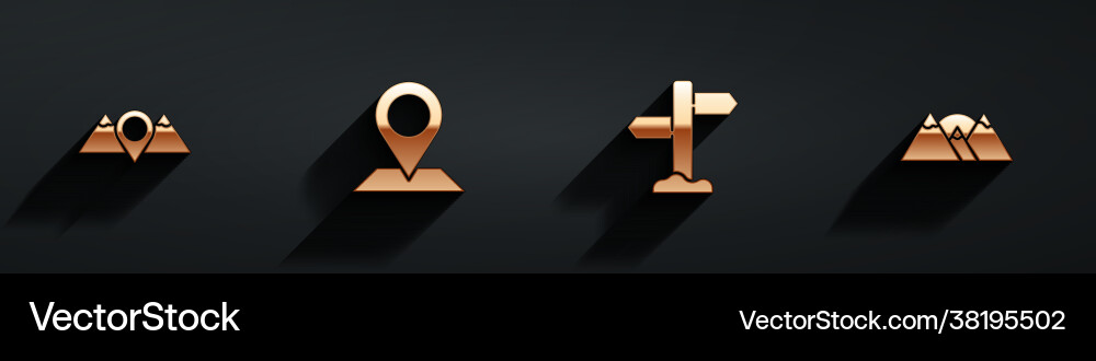 Set location mountains road traffic signpost Vector Image