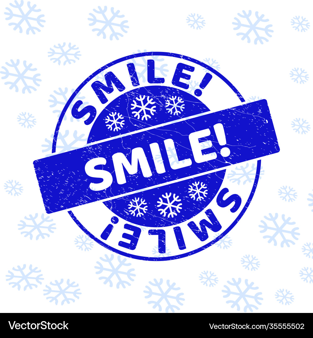 Smile exclamation grunge round stamp seal Vector Image