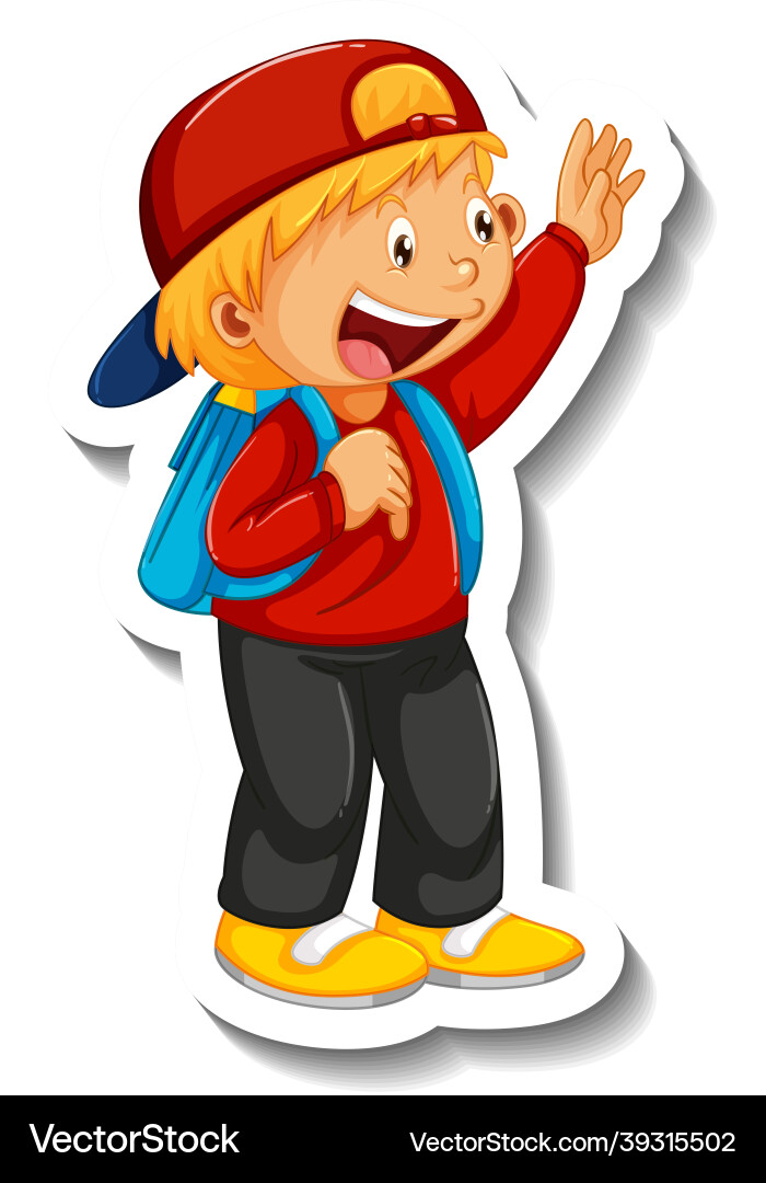 Sticker template with a boy cartoon character Vector Image