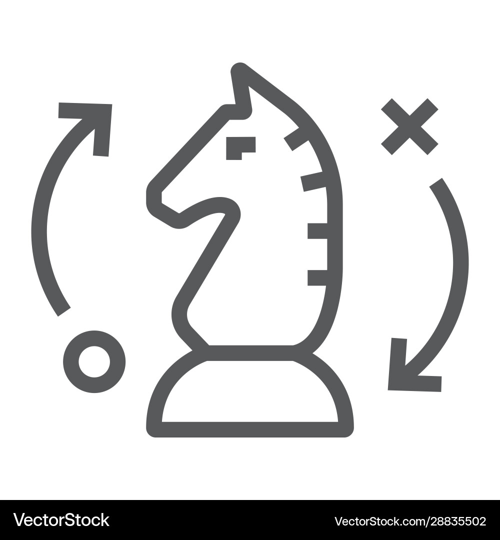 Strategy line icon business and chess Royalty Free Vector