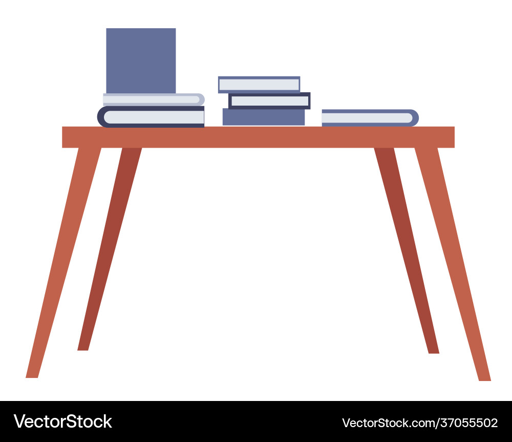 Table with books and publications in hardcovers Vector Image