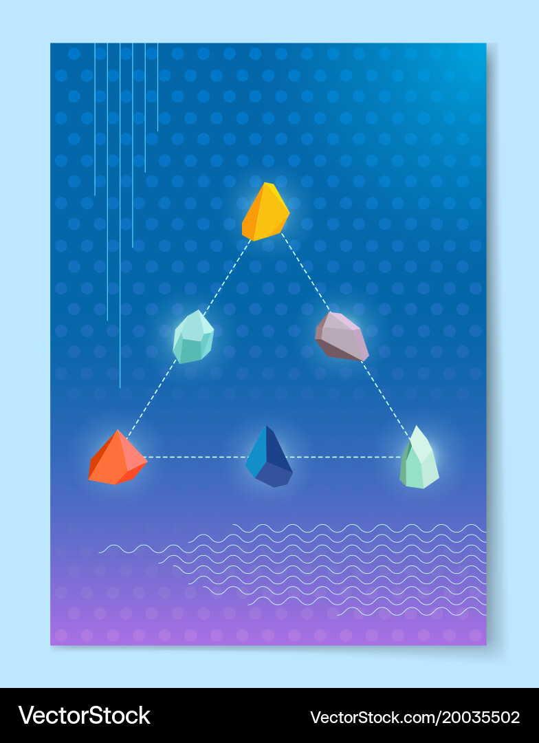 Triangle of natural stones connected with line Vector Image