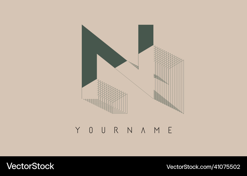 Wireframe n letter logo design in two colors Vector Image