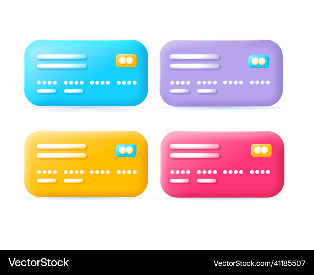 3d different credit debit cards icons set Vector Image