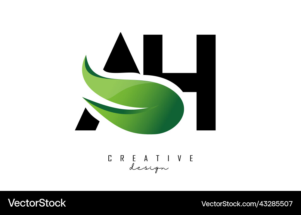 Abstract letters ah a h with green leaf design Vector Image