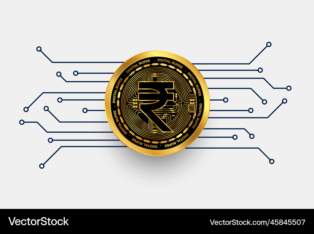 Digital indian rupee inr currency symbol Vector Image