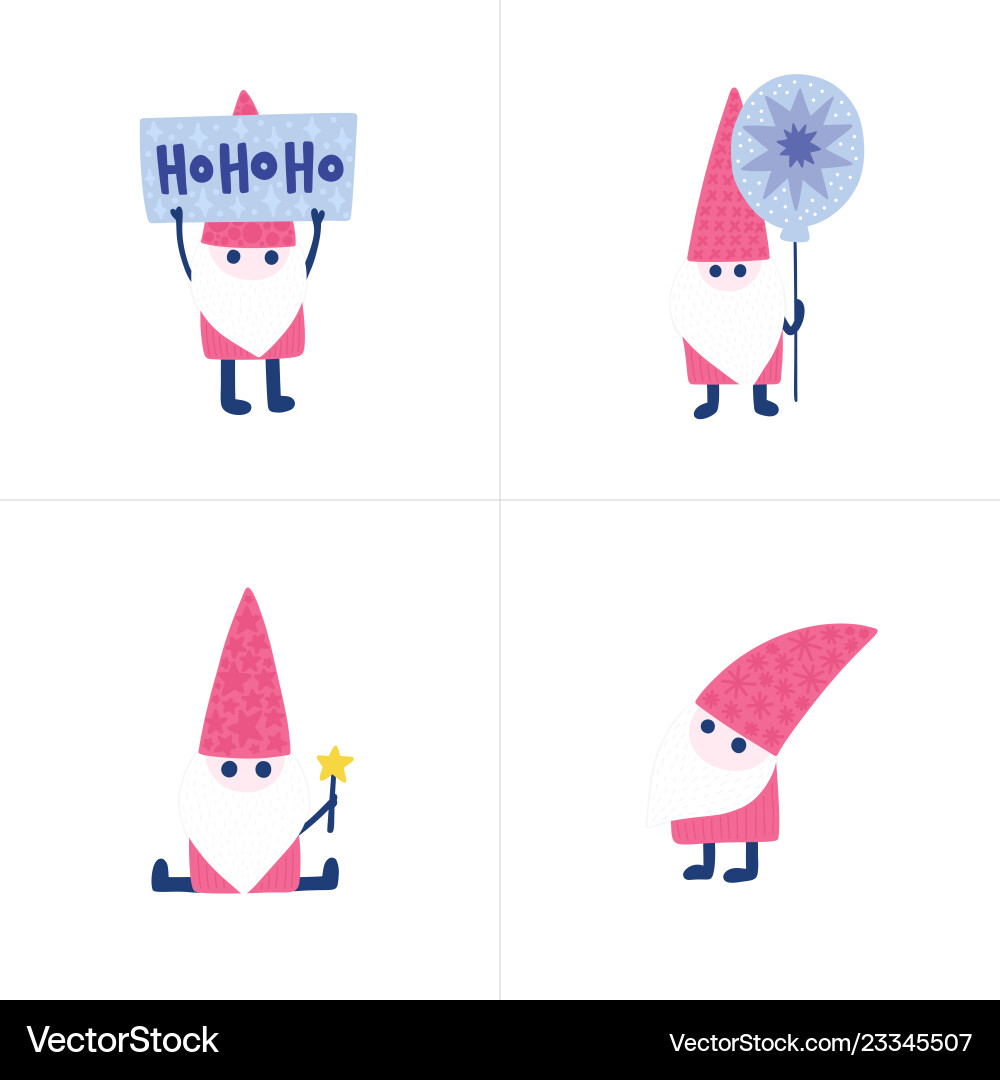 Doodles christmas santas Royalty Free Vector Image