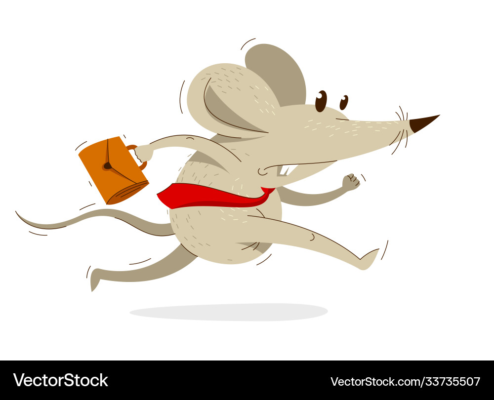 Funny cartoon mouse with tie and case like Vector Image