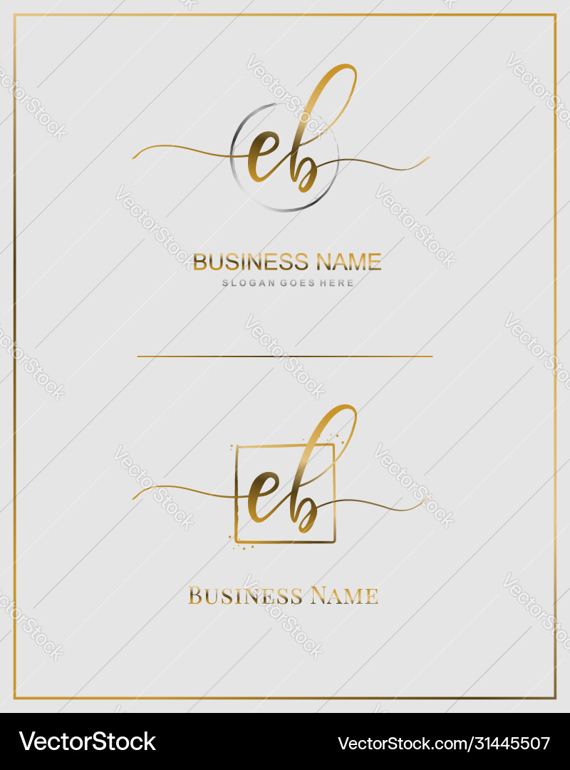 Initial e b eb handwriting logo letter Royalty Free Vector