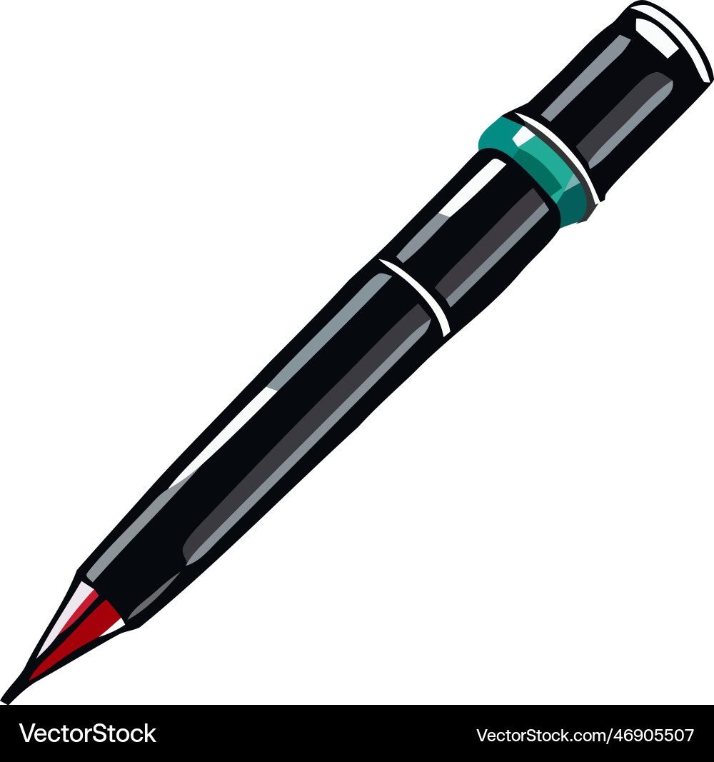 Metallic pen creates signature on white background