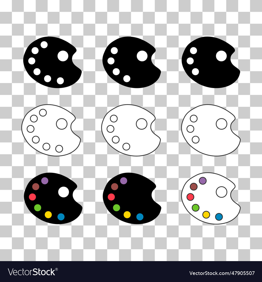 Set of flat art tool palette paints color artist Vector Image