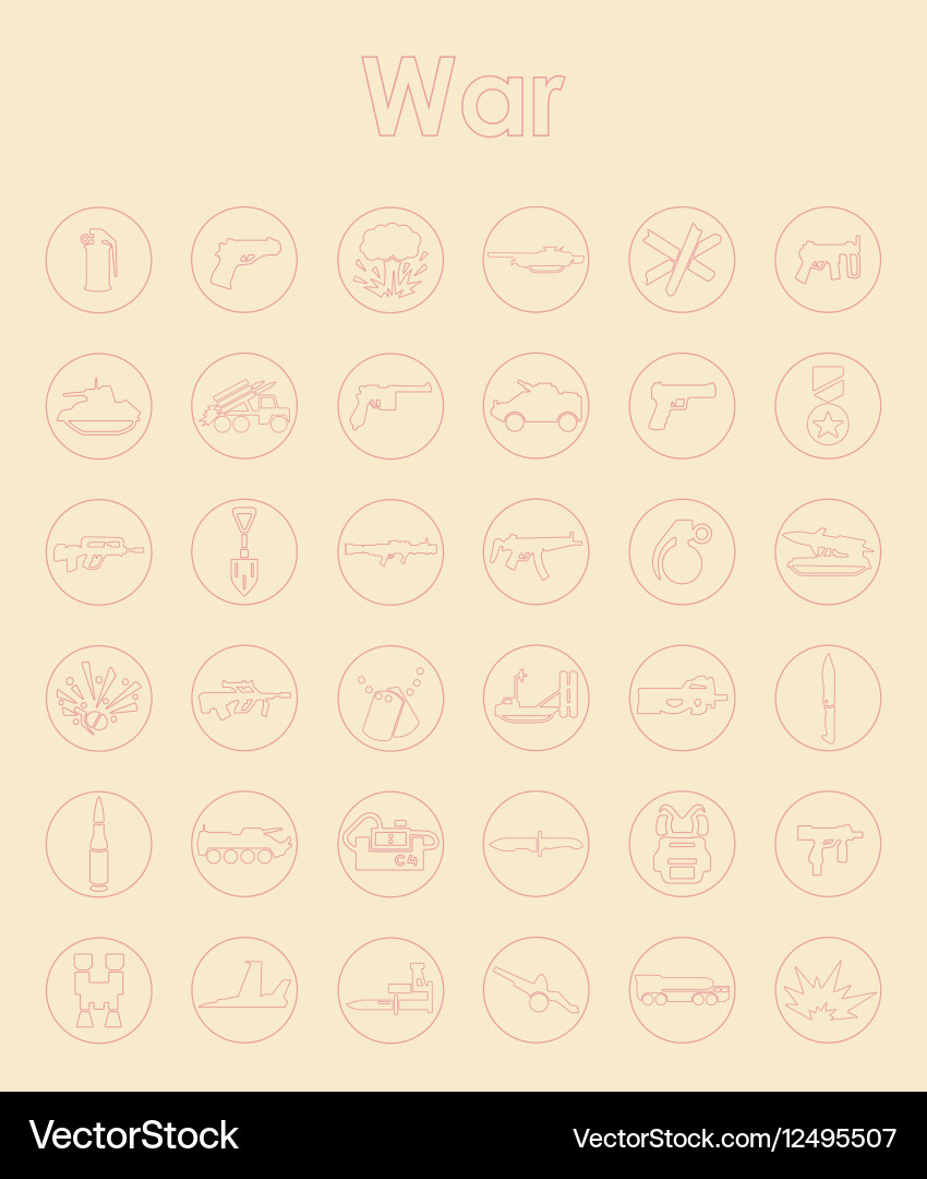 Set of war simple icons Royalty Free Vector Image
