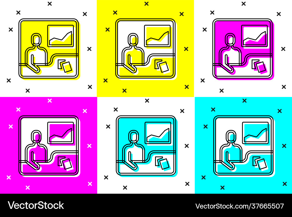 Set trading courses icon isolated on color Vector Image
