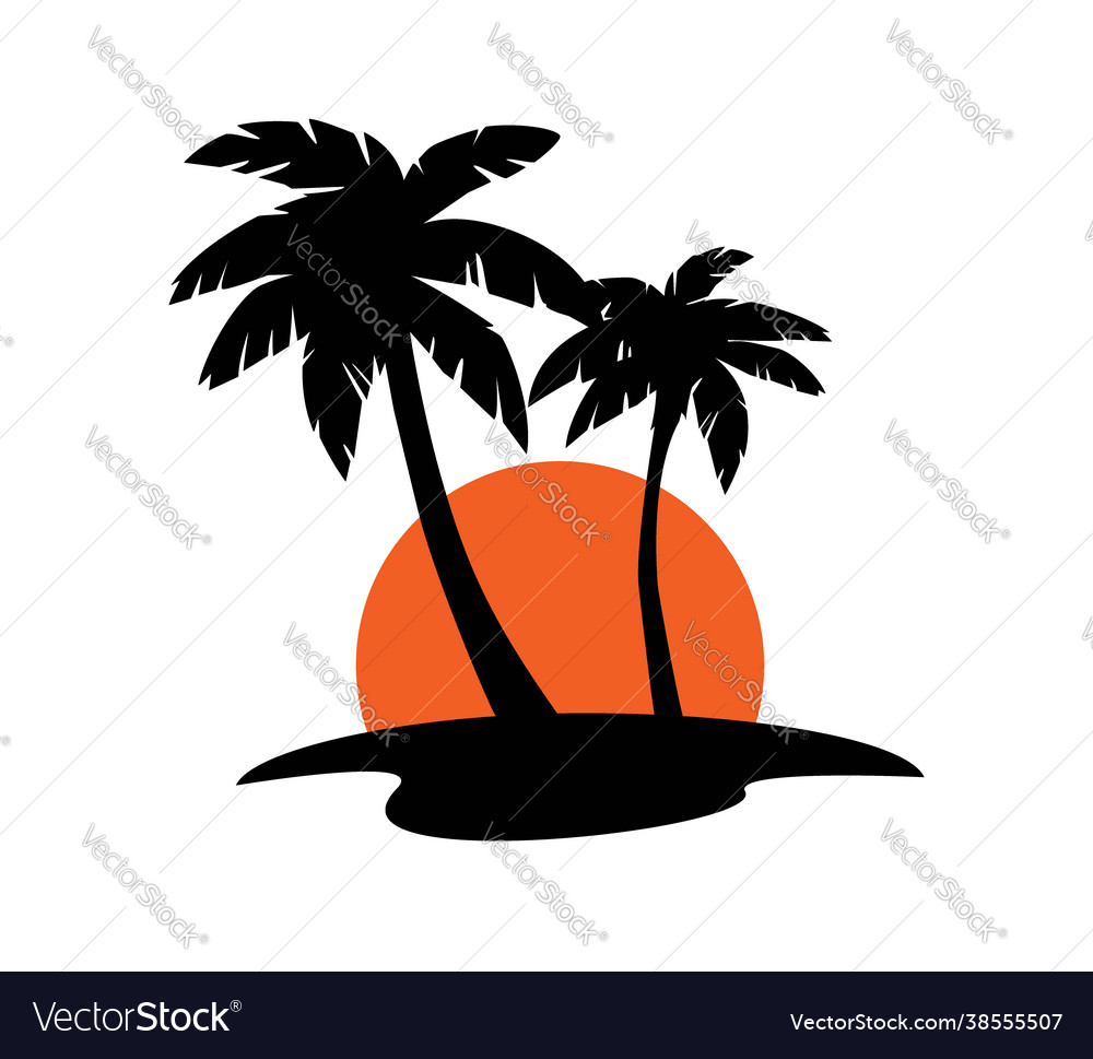 Summer beach palm tree tropical island vacation Vector Image