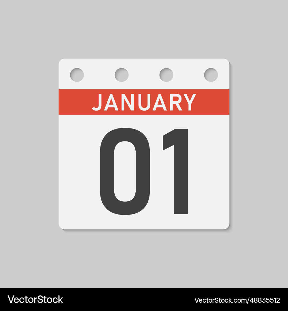 Icon page calendar day - 1 january Royalty Free Vector Image