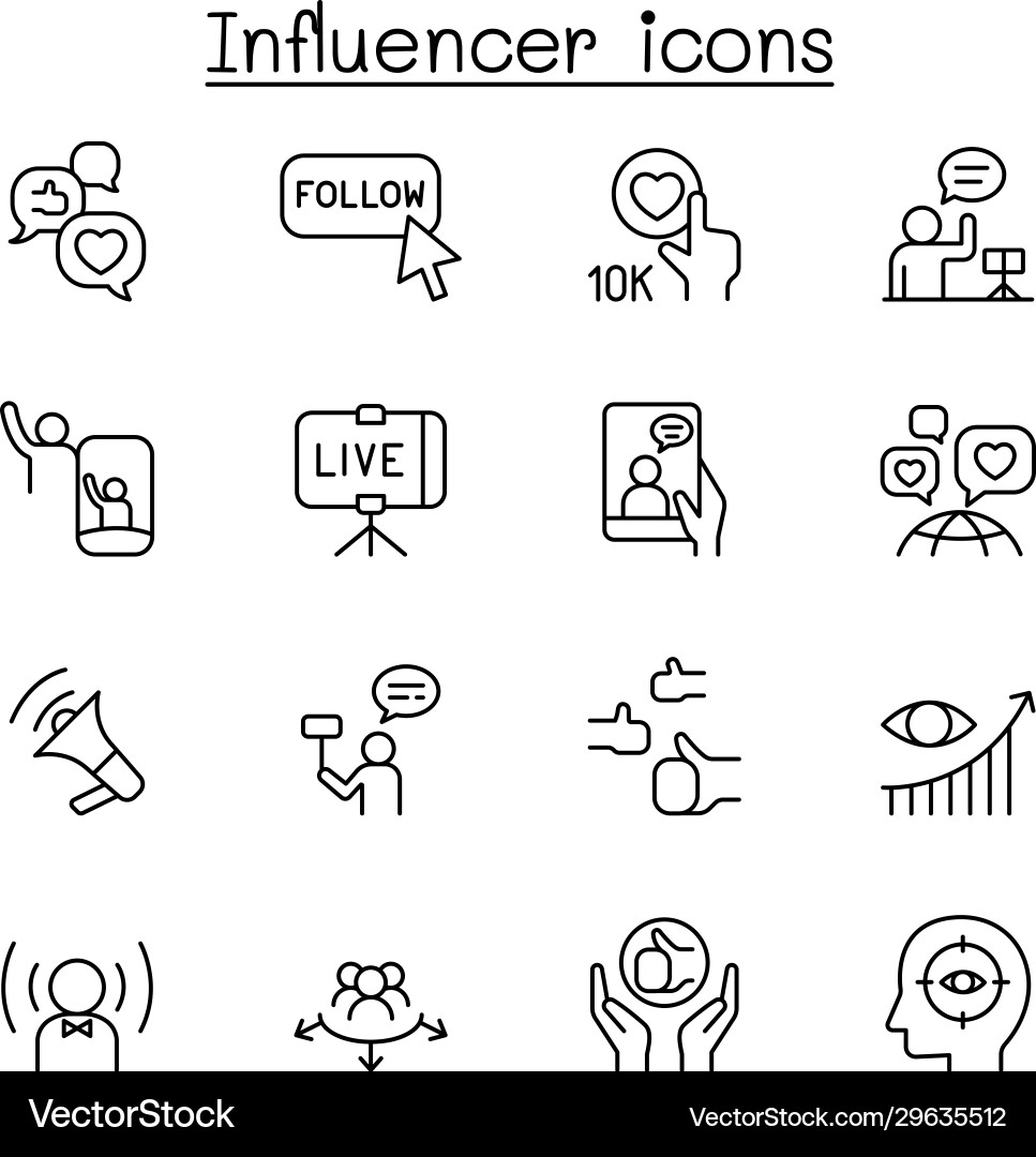 Influence people brand ambassador icon set Vector Image