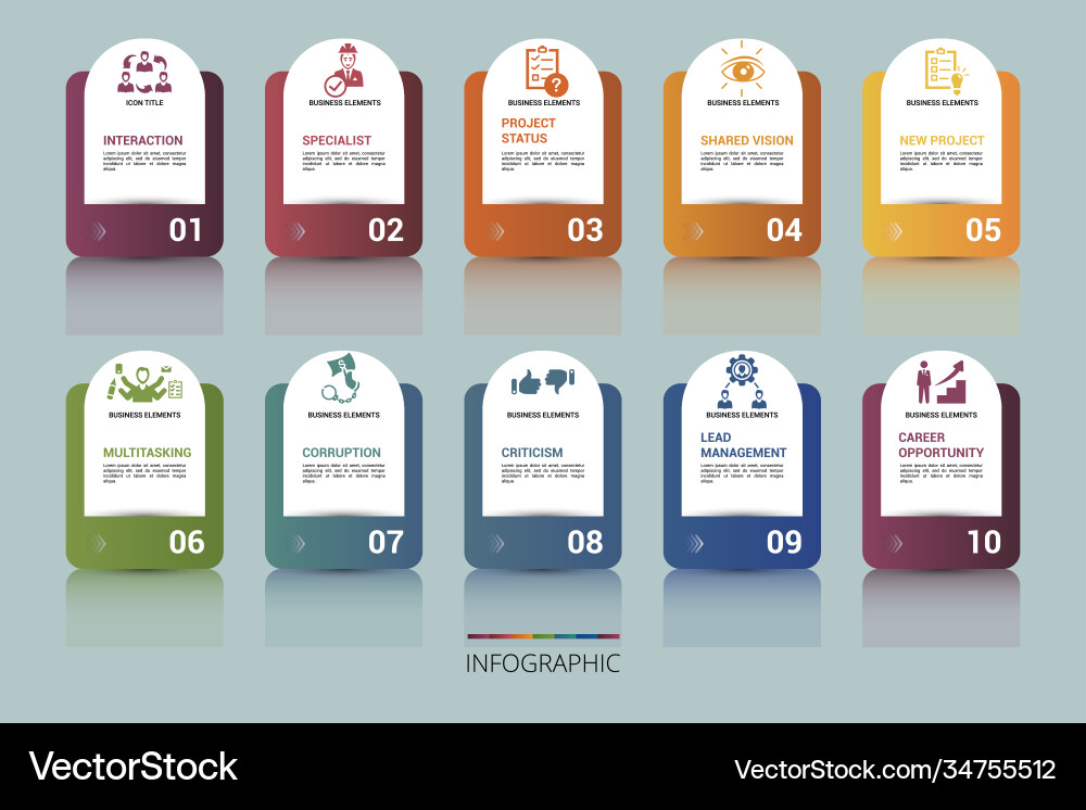 Infographic management template icons in Vector Image