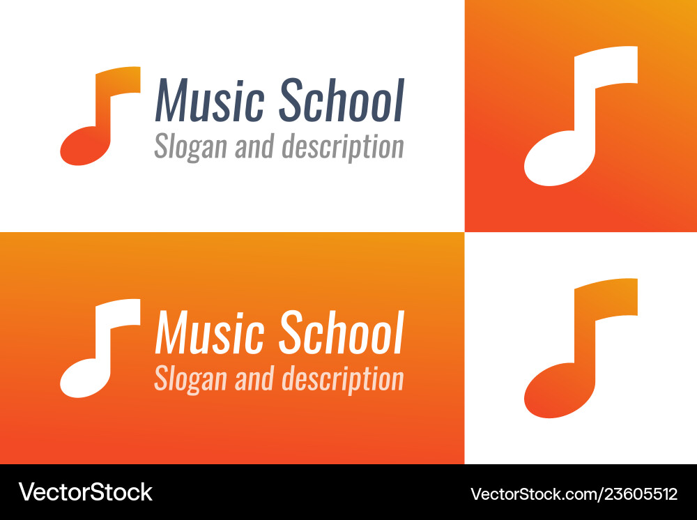 Logo for music school with musical note Royalty Free Vector