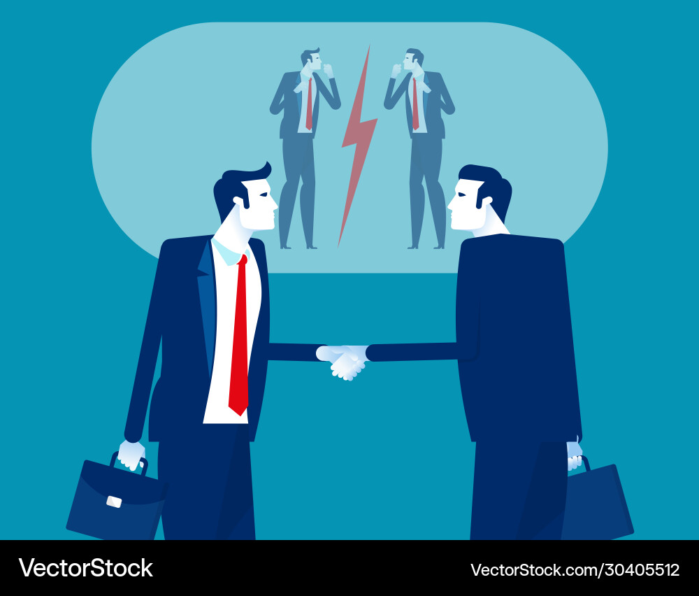 Person are shaking hands on inside and fight Vector Image