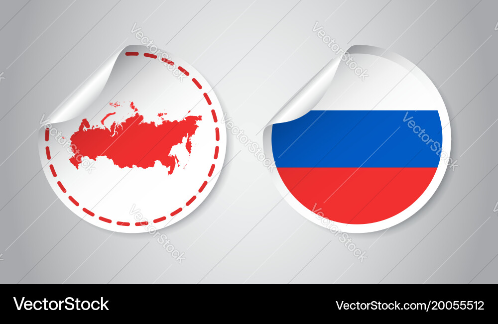Russia sticker with flag and map russian Vector Image