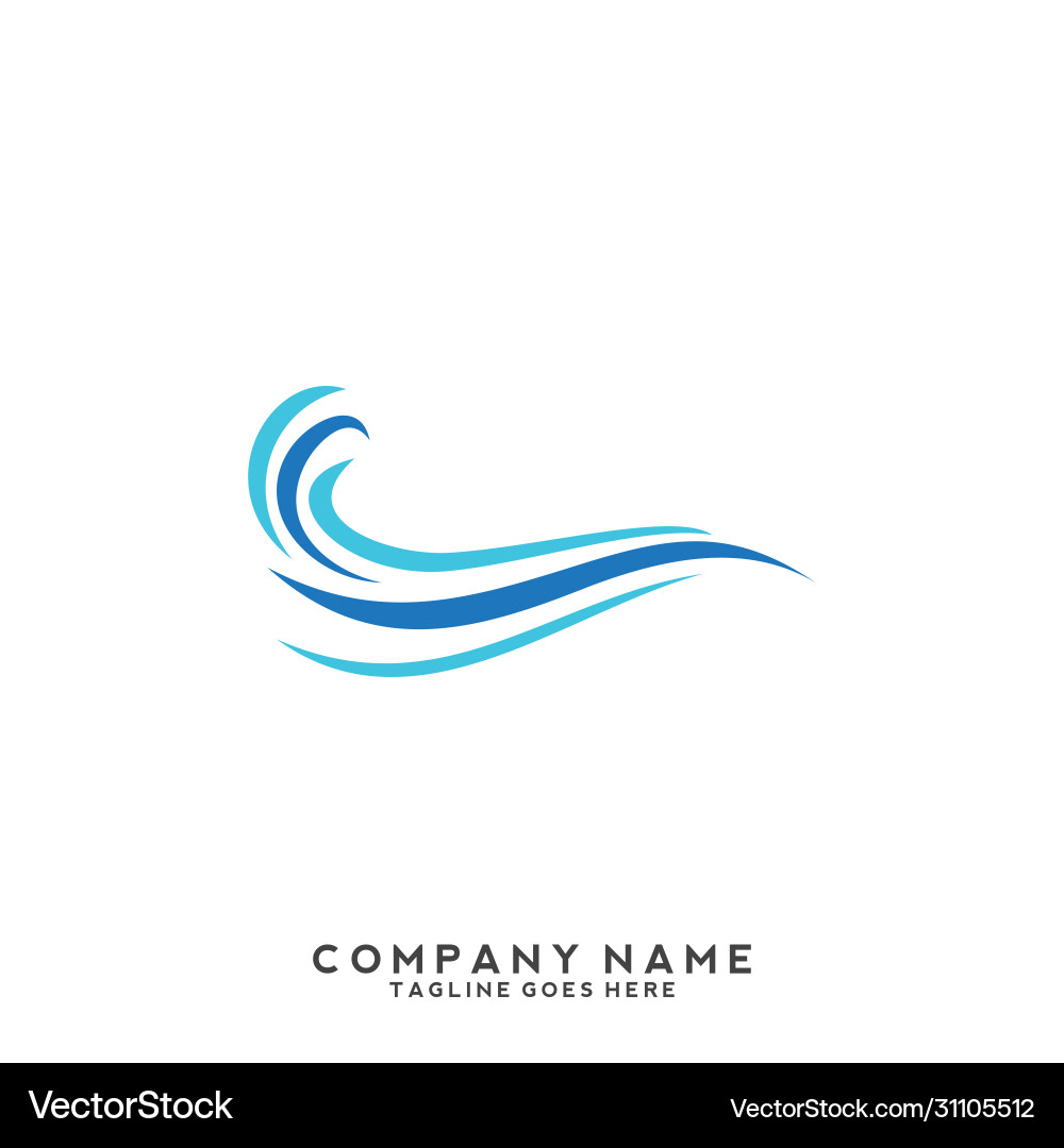 Water wave symbol and icon logo template Vector Image