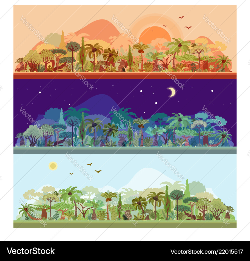 Collection of tropical rainforest Royalty Free Vector Image