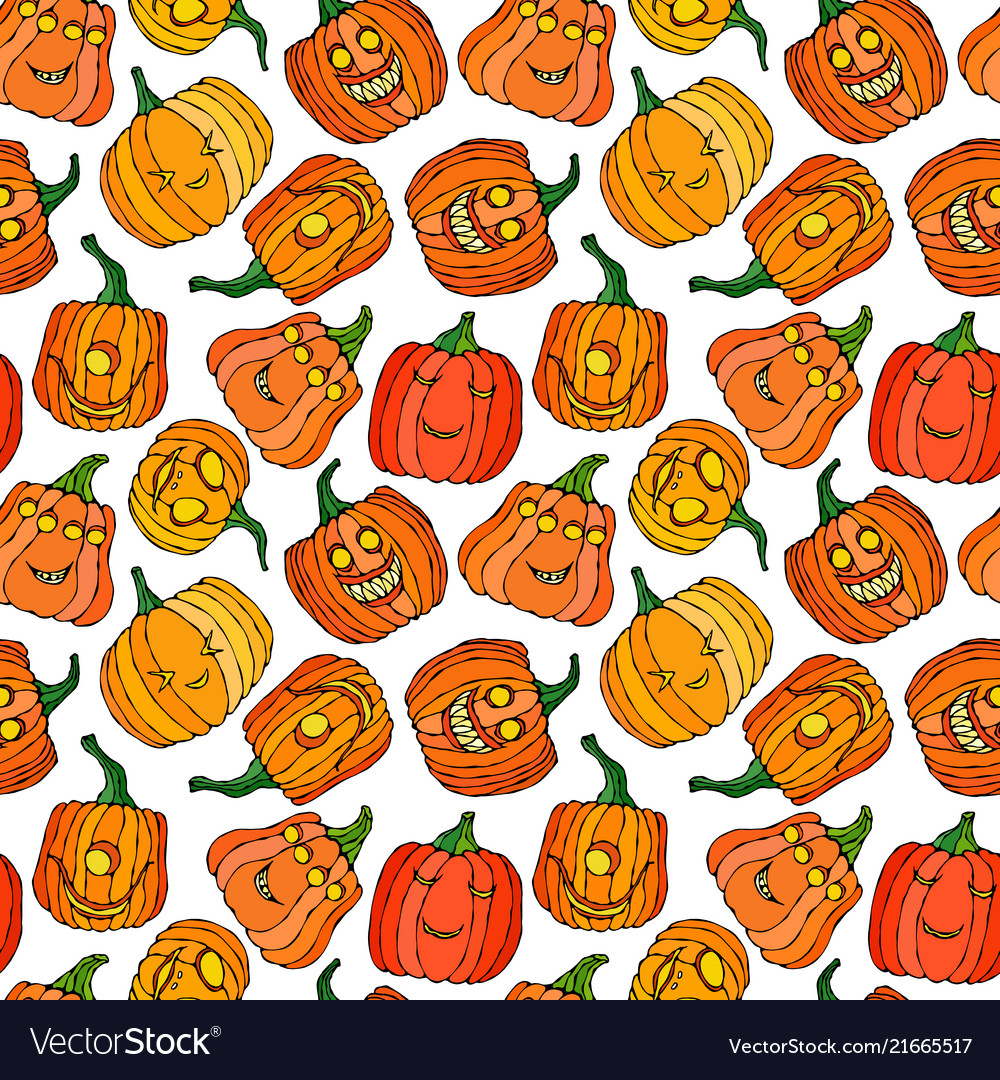 Cute halloween pumpkins autumn or fall party Vector Image