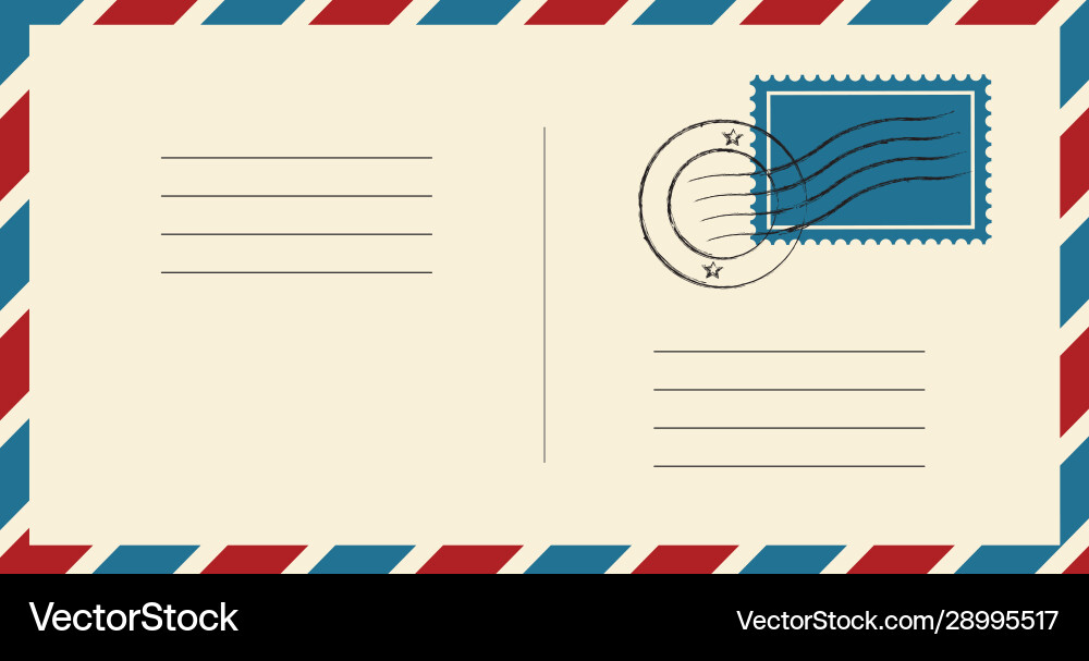 Envelope with stamp and postmark international Vector Image