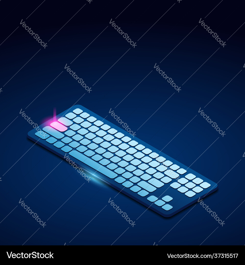 Keyboard isometric with glowing neon colors Vector Image