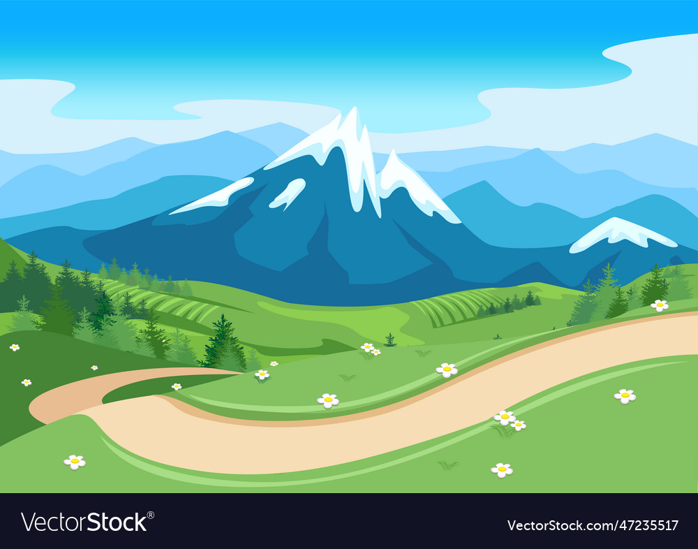 Landscape with path Royalty Free Vector Image - VectorStock